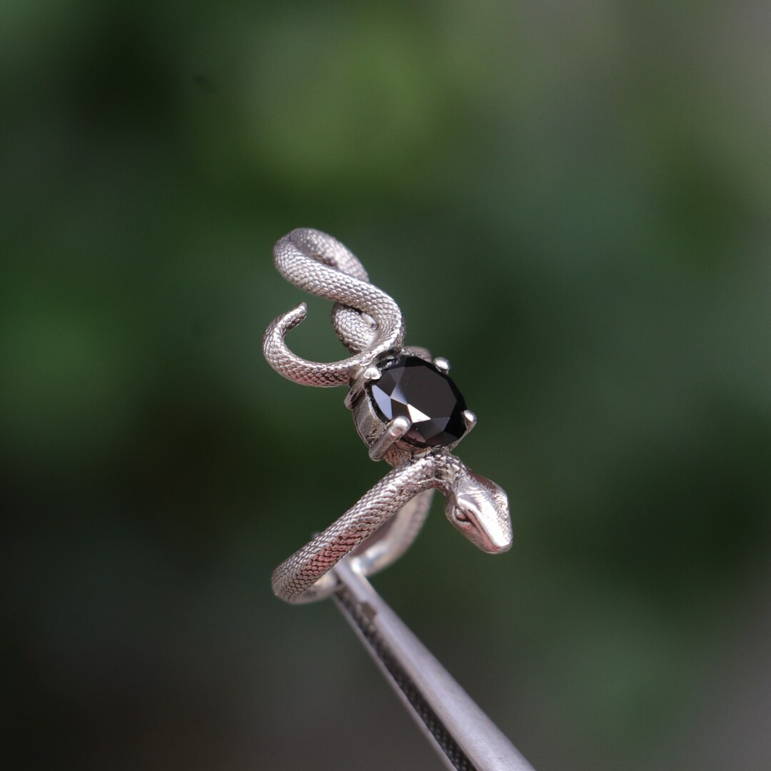 Snake Onyx Ring, 925 Sterling Silver Ring, Onyx Snake Silver Ring, Onyx ...