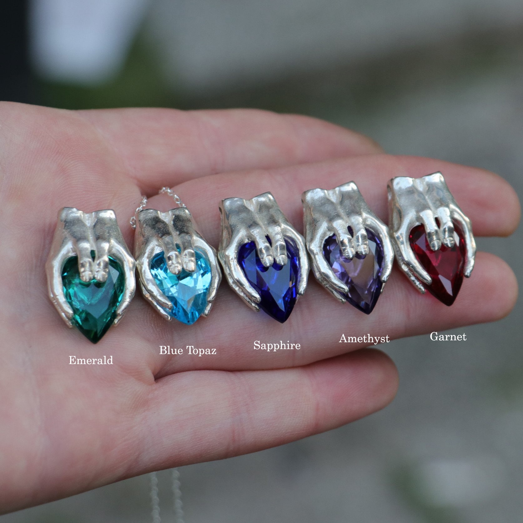 Drop Emerald Hand 925K Silver Pendant, 925 Sterling Silver Emerald ...