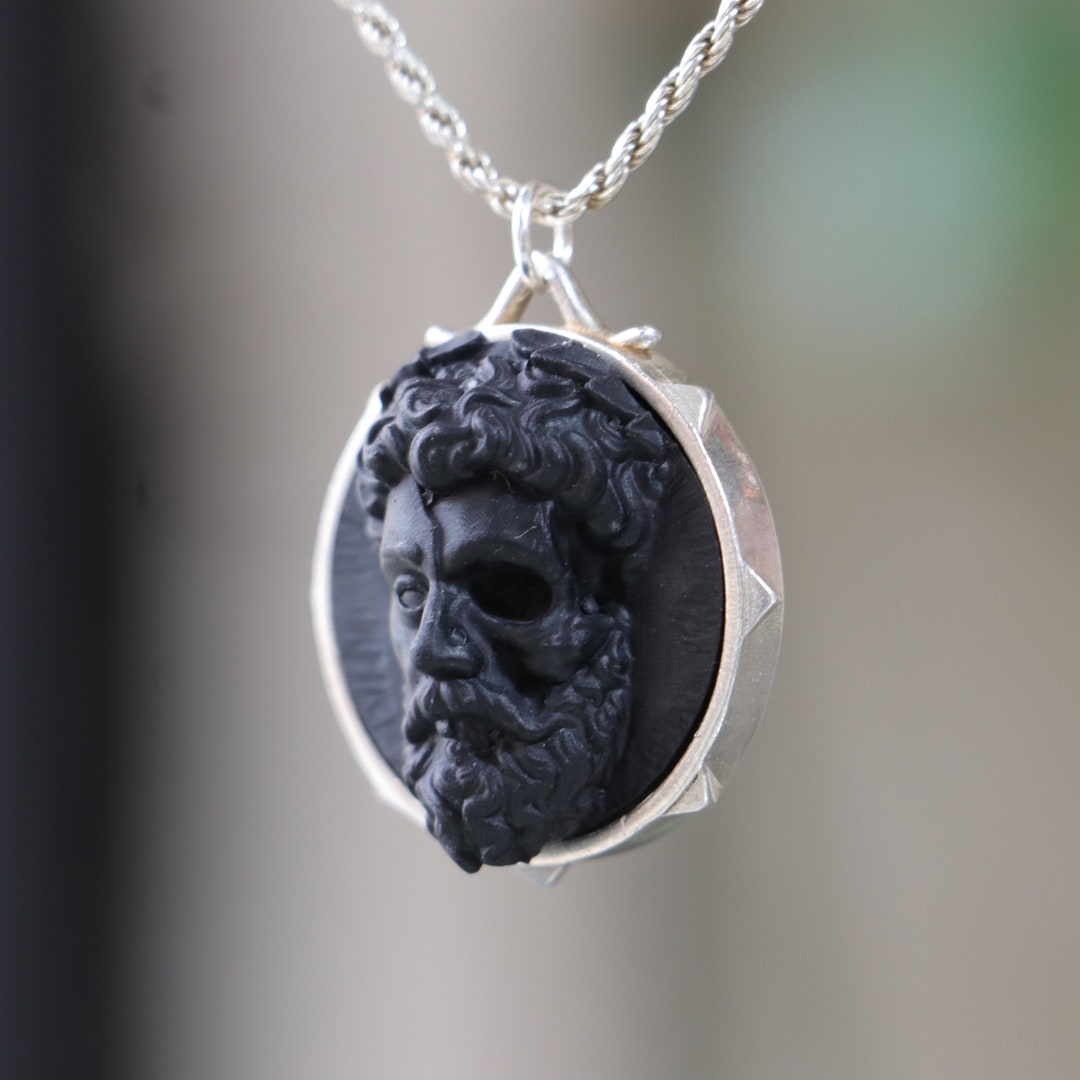 Zeus 925 Silver Marble Necklace, Men Charm Necklace, Greek Mythology ...
