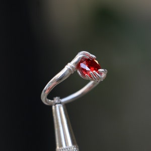 Ruby Hands Sterling Silver Ring, Hand Ring, Ruby 925 Sterling Silver ...