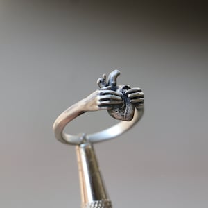 Anatomical Heart and Hands 925 Silver Ring, Unique Silver Ring, 925 ...