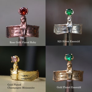 Rose Gold Isis Ring 925K Sterling Silver, Egyptian Goddess Isis Band ...