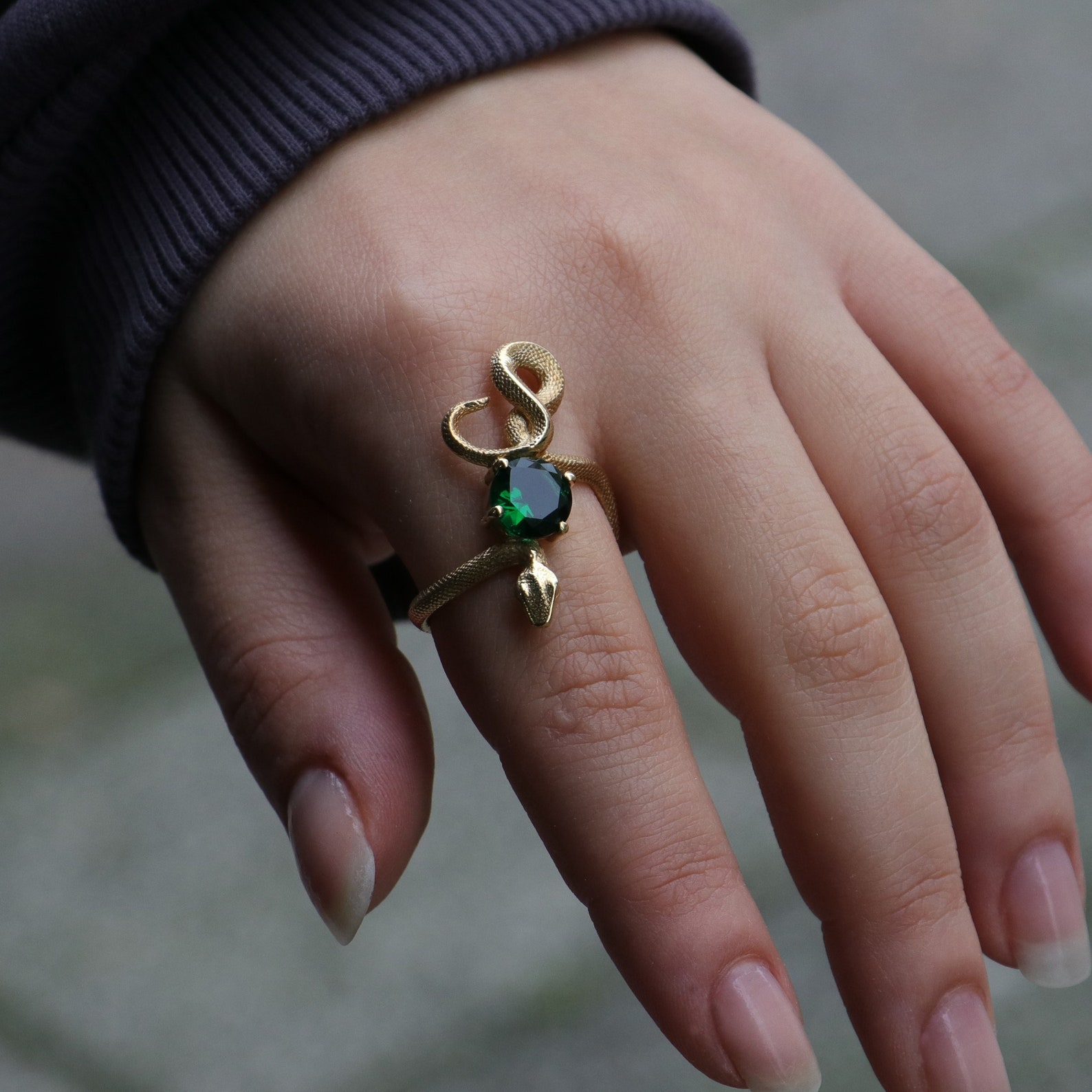Snake Onyx Gold Plated Ring, 925 Sterling Silver Ring, Onyx Gold Snake ...