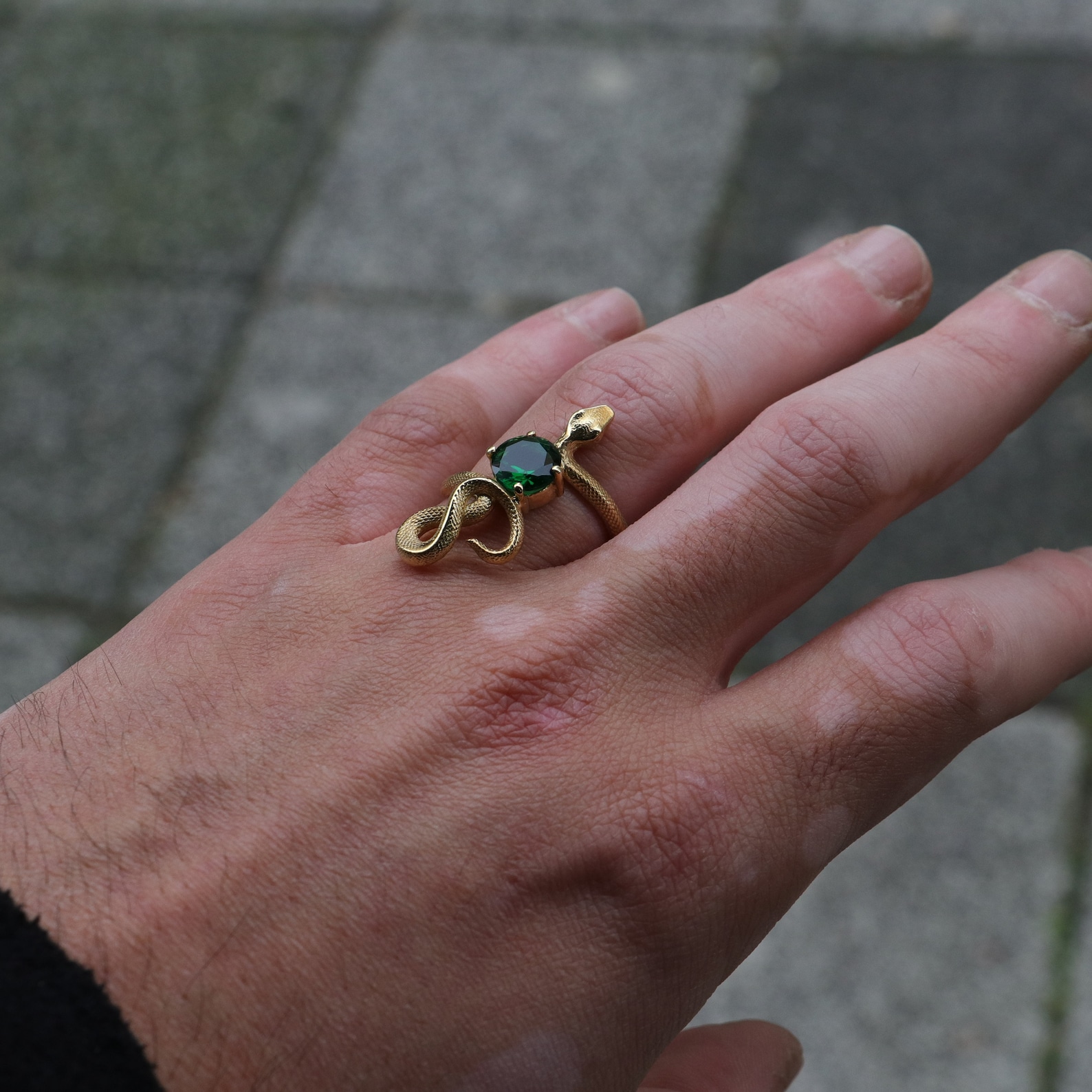 Snake Onyx Gold Plated Ring, 925 Sterling Silver Ring, Onyx Gold Snake ...