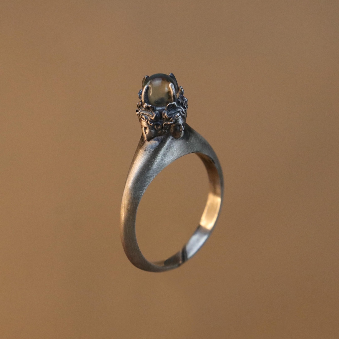 Quartz Gemstone Medusa Handmade Sterling Silver Ring, Greek Mythology ...