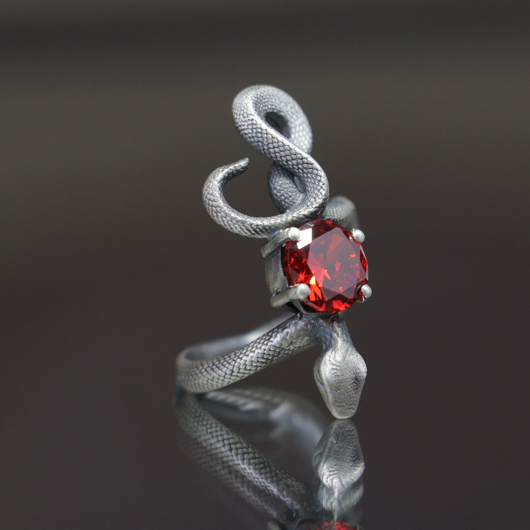 Snake Ruby 925 Oxidized Silver Ring, 925 Sterling Silver Ring, Men's ...