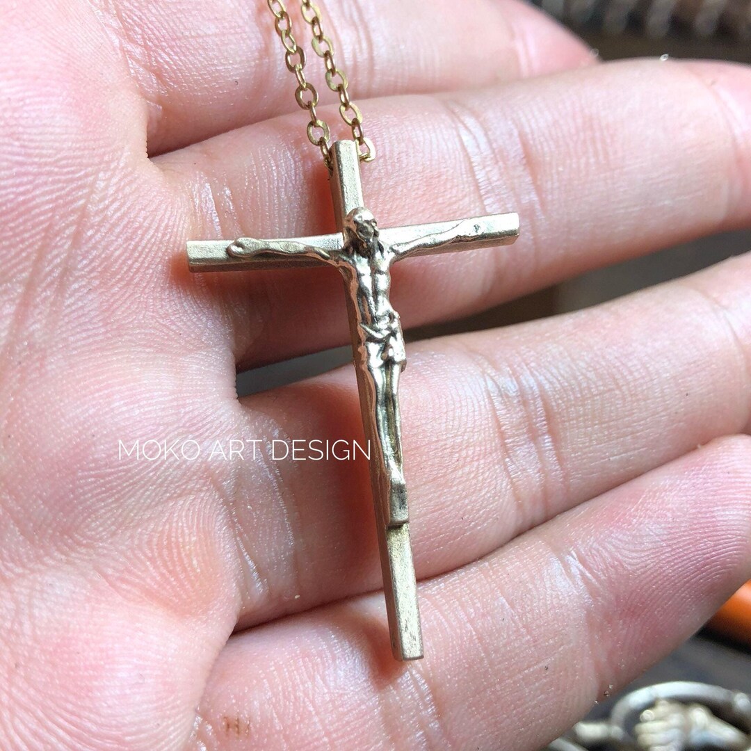 Silver Jesus Cross Necklace, Handmade Crucifixion of Jesus Cross ...