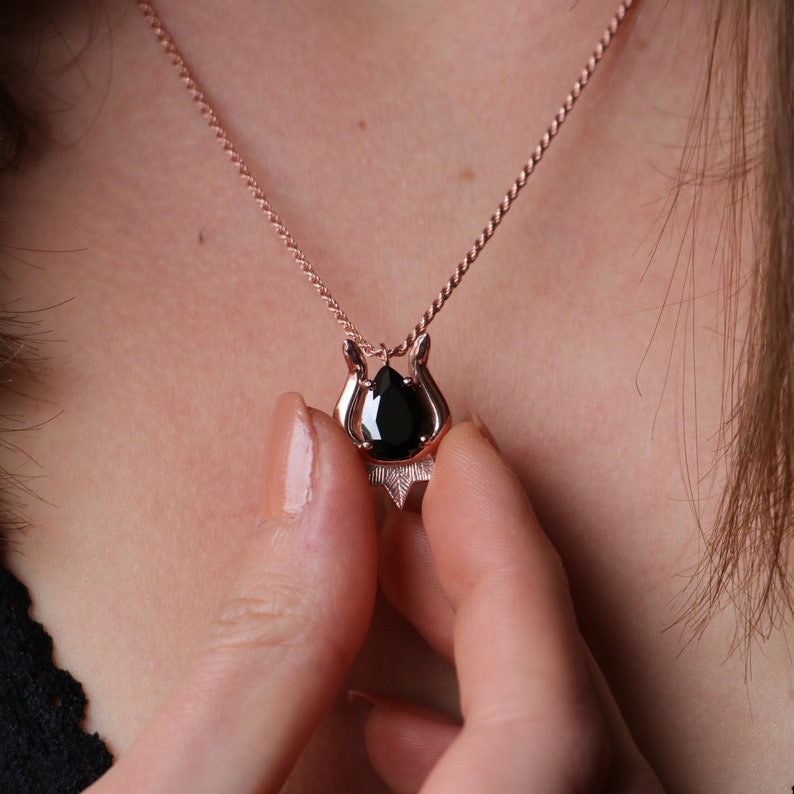 Rose Gold Snake Necklace Onyx Snake Pendant Onyx Jewelry - Etsy