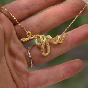 Gold Plated Snake Chain Necklace, 14k Gold Snake Necklace, Sterling ...