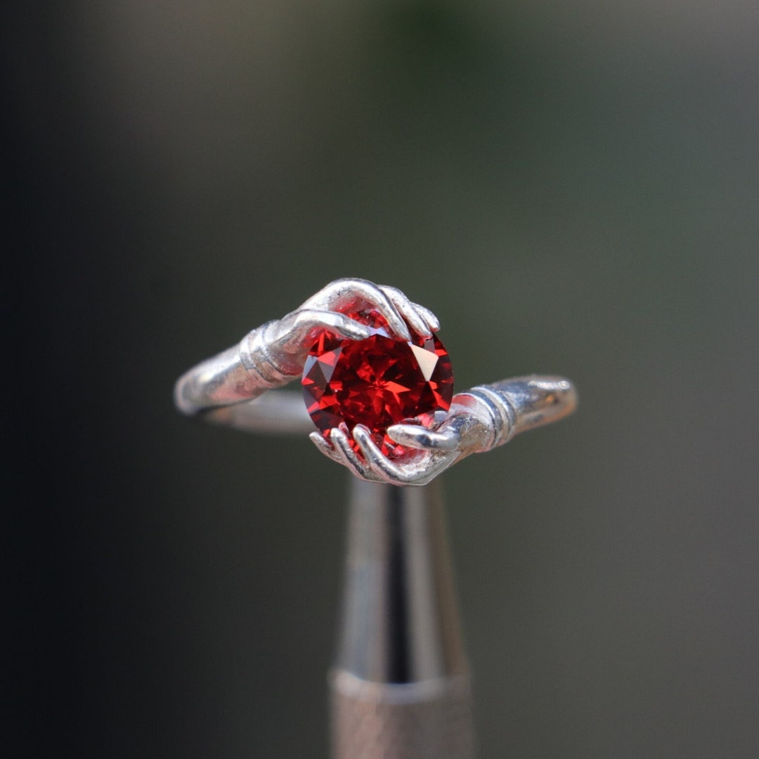 Ruby Hands Sterling Silver Ring, Hand Ring, Ruby 925 Sterling Silver ...