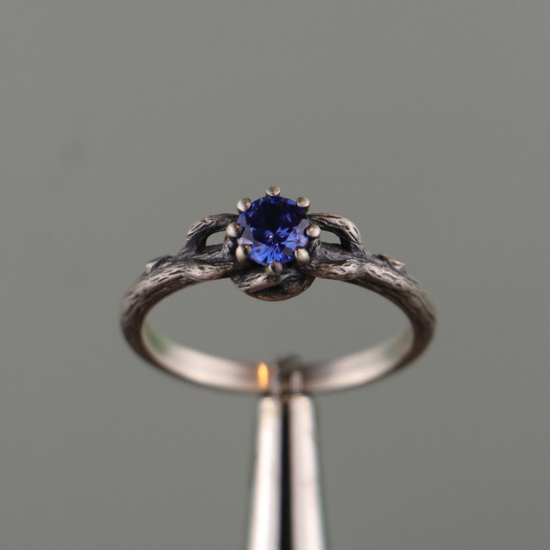 Tanzanite Silver Tree Branch Ring, Ivy Ring, Statement Silver Branch Ring, Engagement Delicate ...