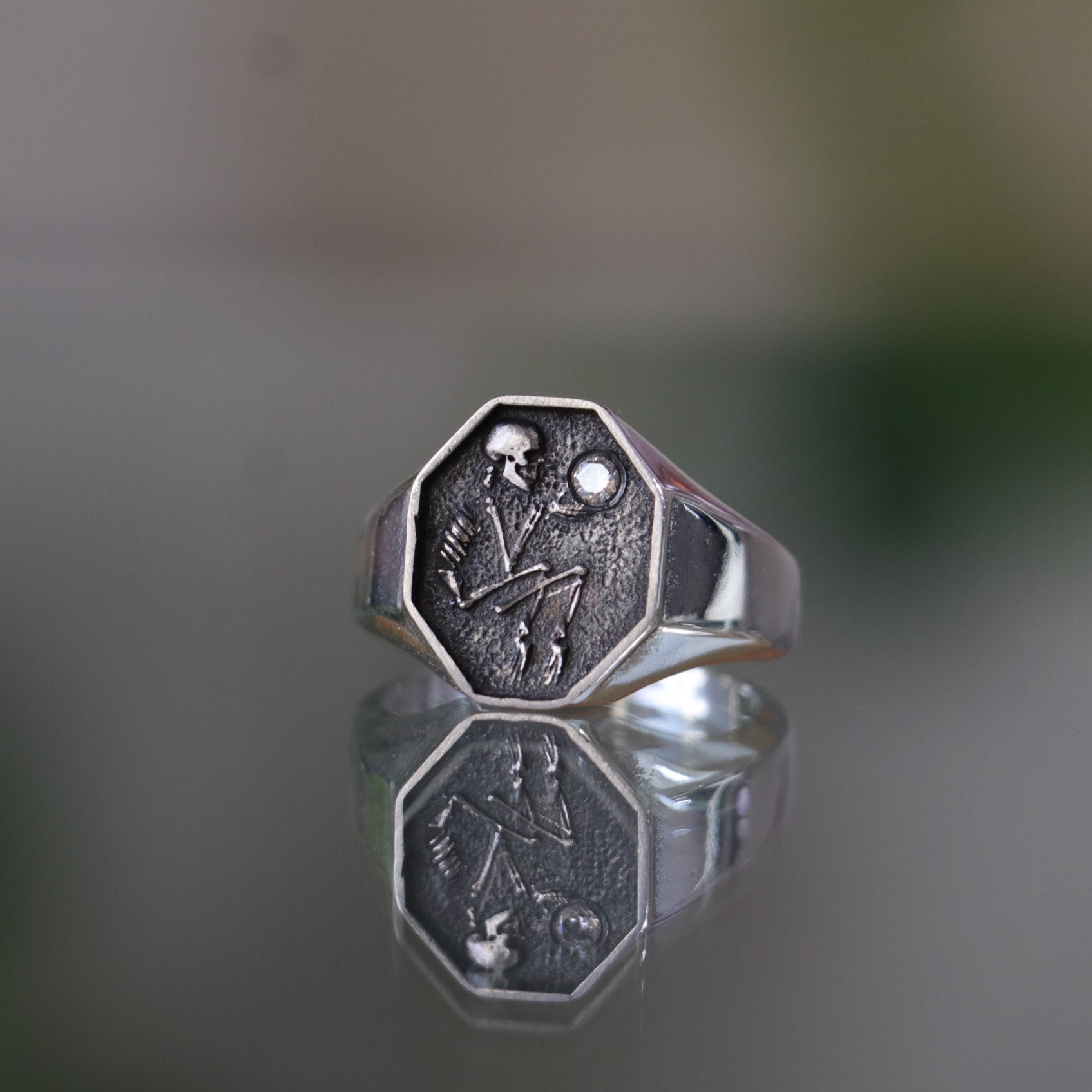 925 Silver Memento Mori Ring, Dead Man Ring, Gothic Ring. Grave Ring ...