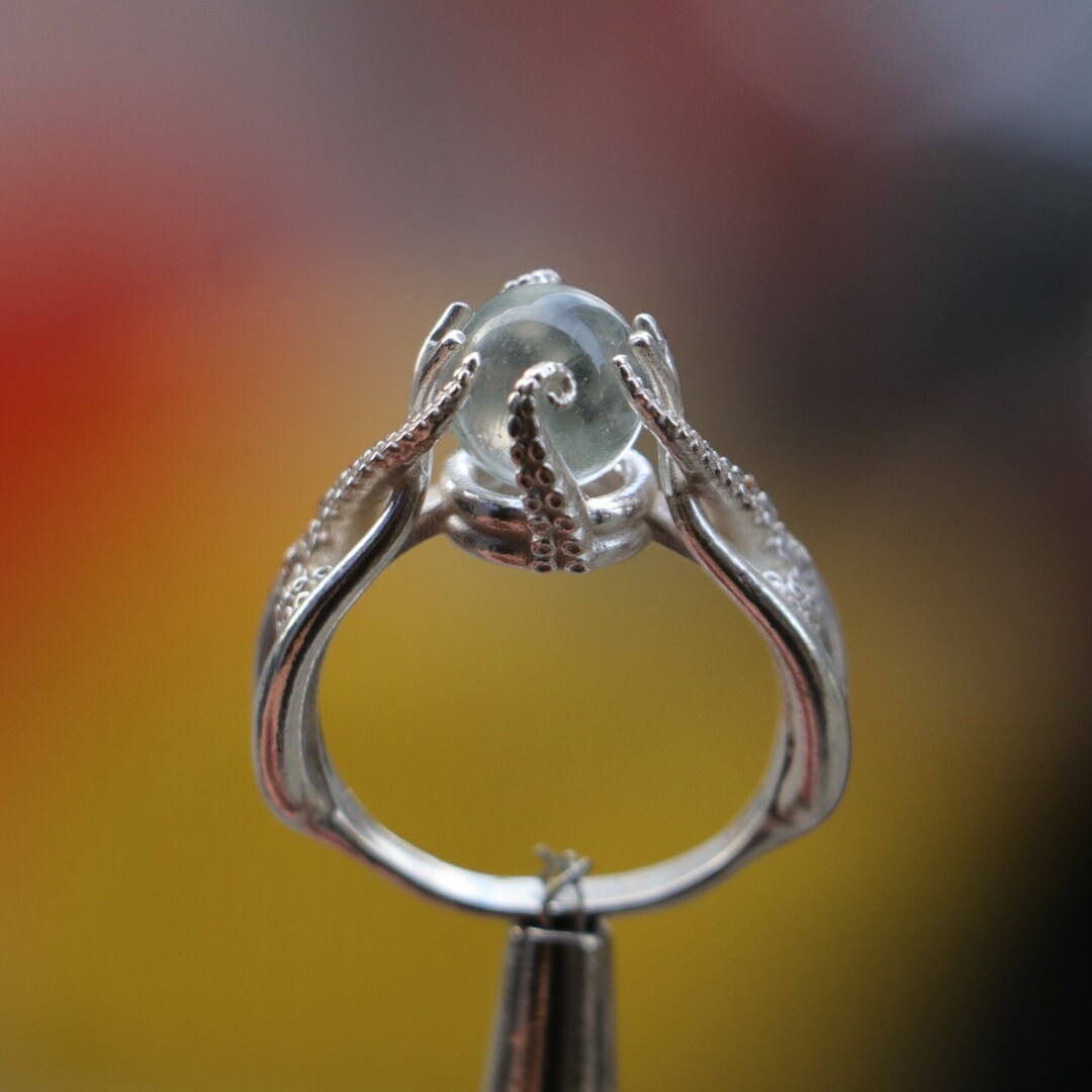 Crystal Globe Octopus 925 Silver Ring, Octopus Handmade 925 Sterling ...
