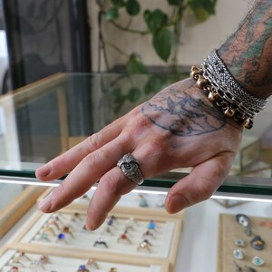 925 Oxidized Silver Owl Men Ring, Cool Birds of Prey Ring for Boyfriend ...