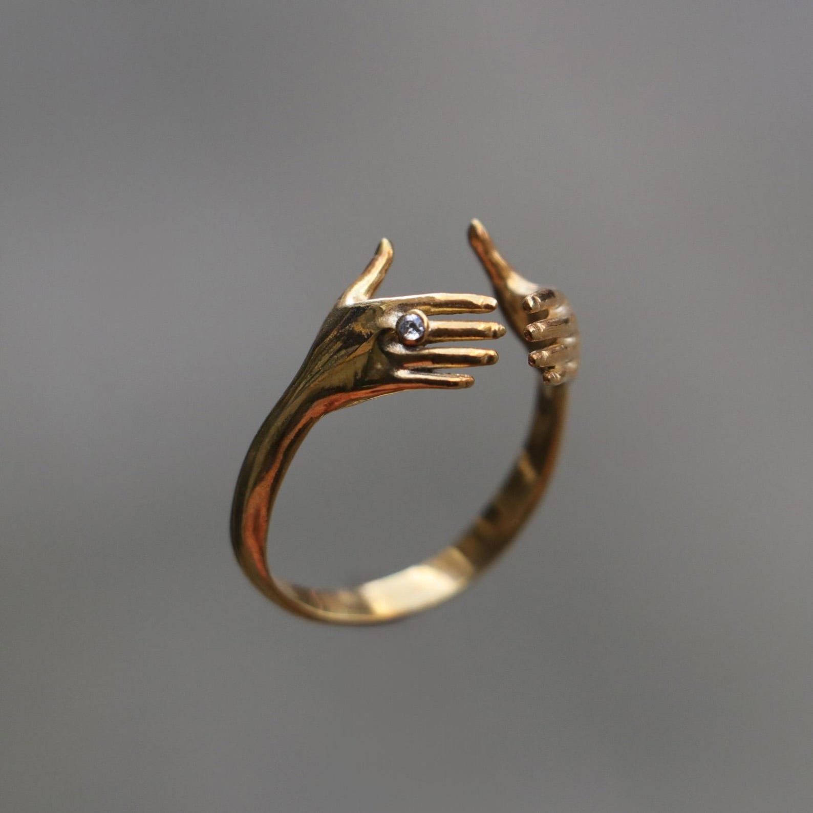 Gold Plated Hand Ring, 925 Silver Hand Ring, Complementary Ring, Ring ...