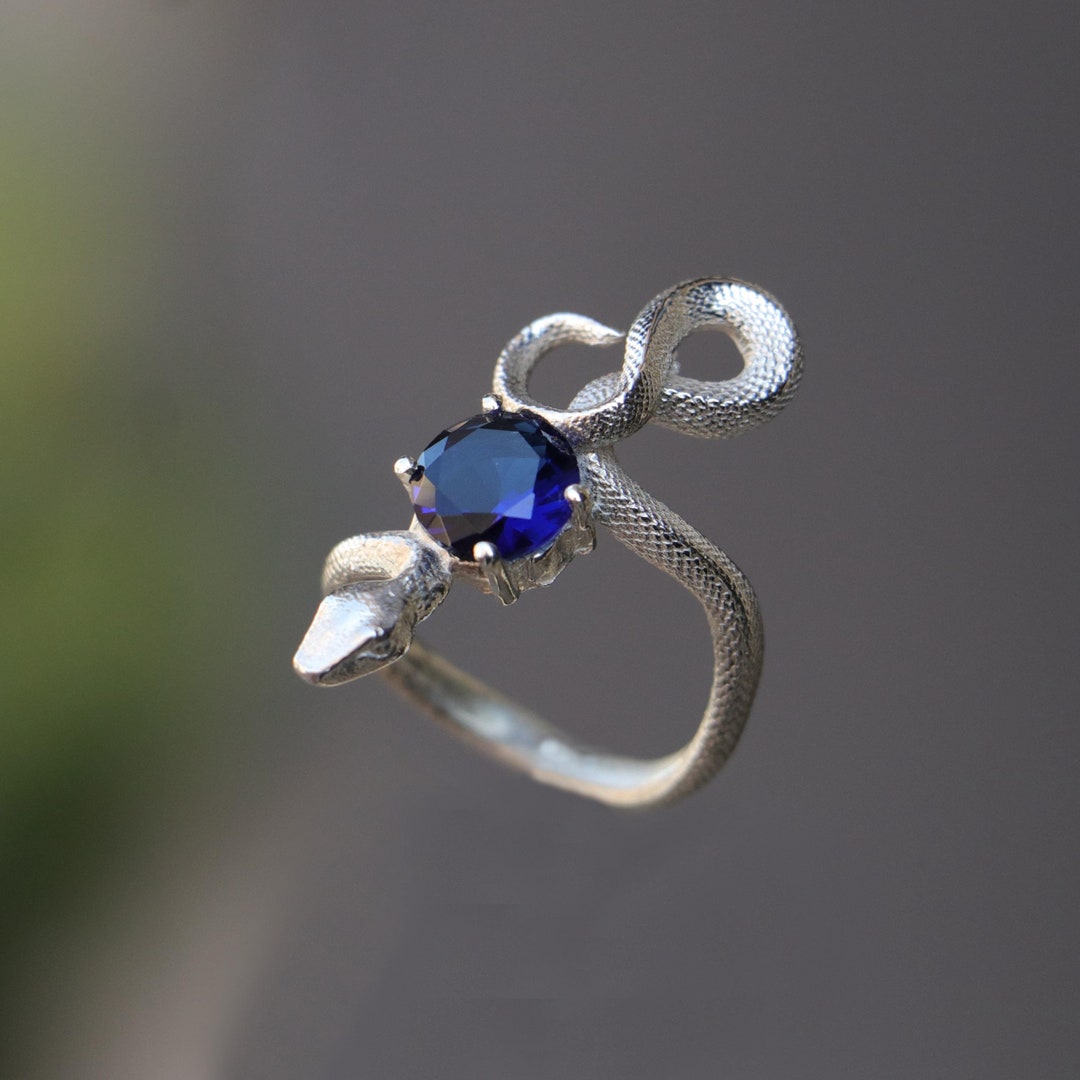 Witchcraft Jewelry, Sapphire Snake Silver Ring, Animal Snake Jewelry ...