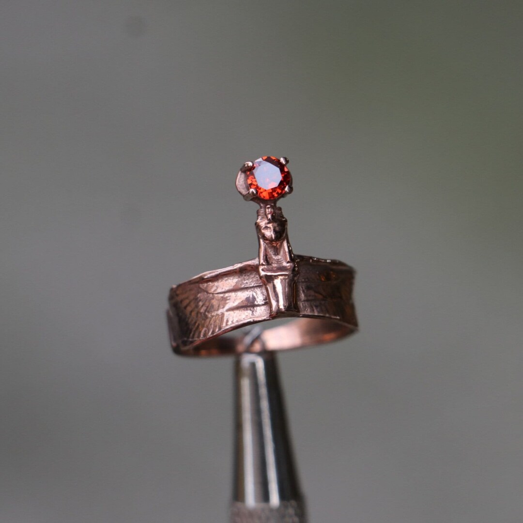 Rose Gold Isis Ring 925K Sterling Silver, Egyptian Goddess Isis Band ...