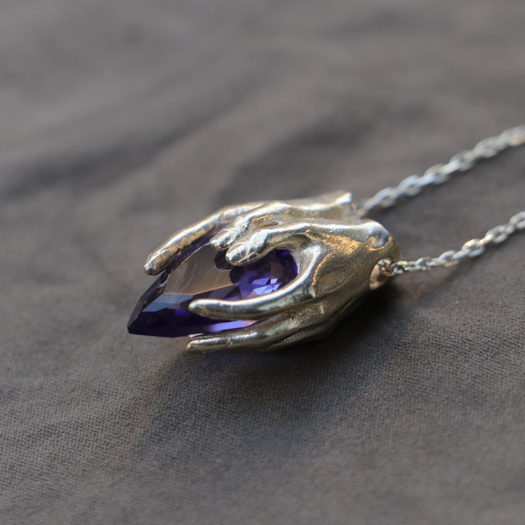 Drop Amethyst Hand 925K Silver Pendant, 925 Sterling Silver Amethyst ...