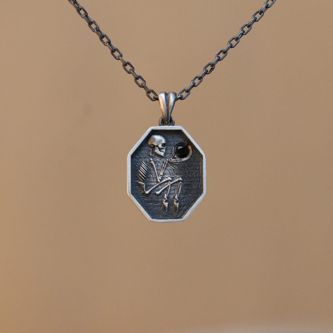 Remember You Are Mortal, Memento Mori Halloween Dead Necklace, Skeleton ...