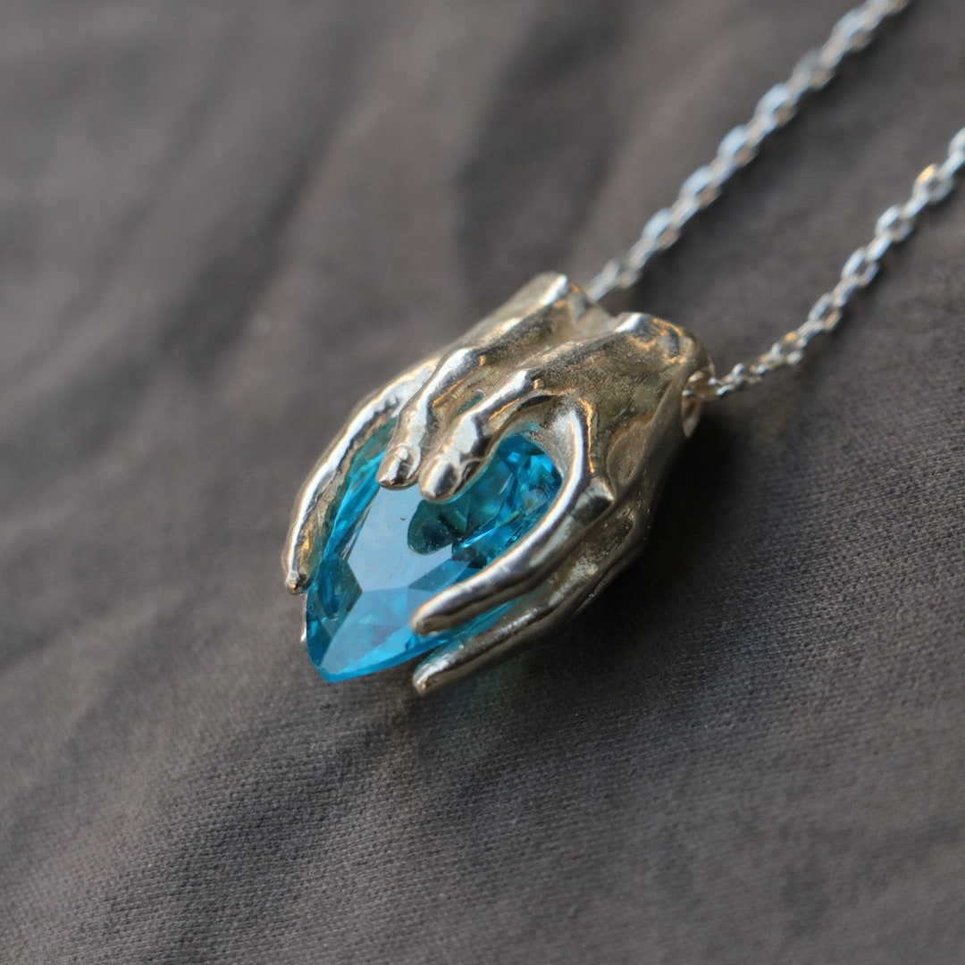 London Blue Topaz Hand 925K Silver Pendant, 925 Sterling Silver Topaz ...