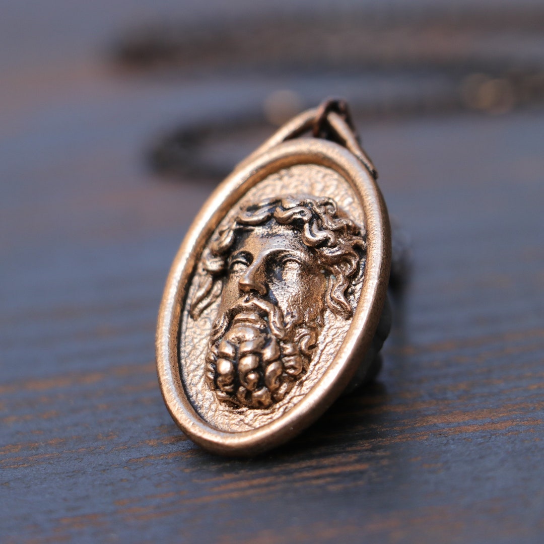 Antique Bronze Zeus Locket Necklace, Greek Mythology Antique Jewelry ...