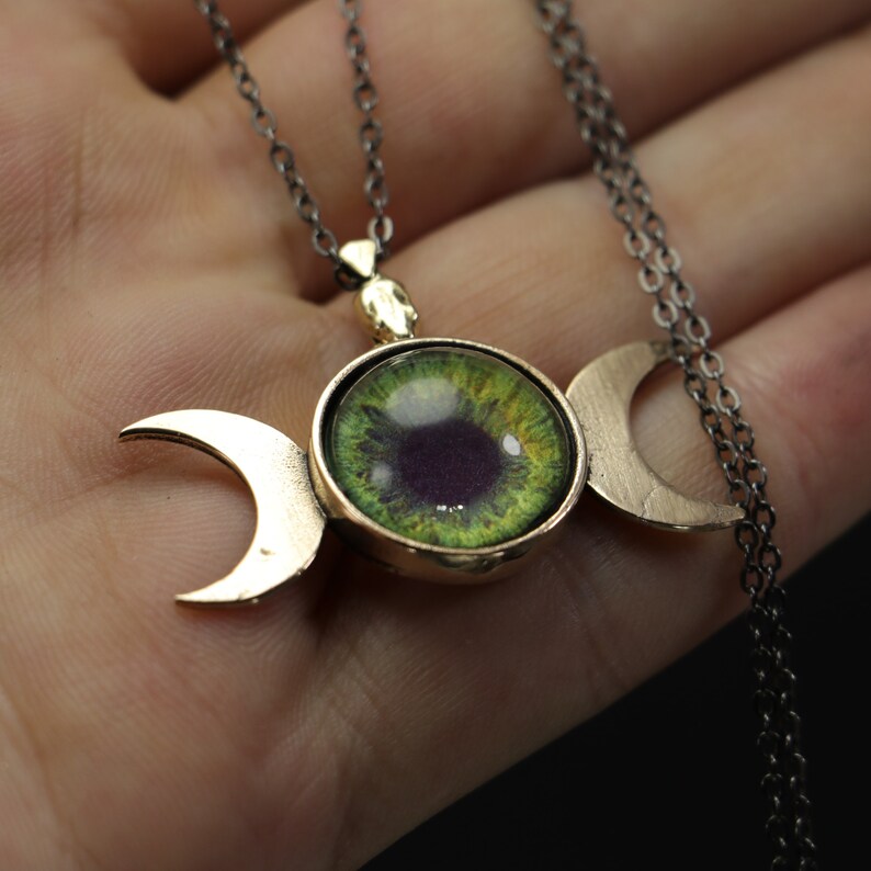 Triple Goddess Necklace Triple Moon Eye Necklace Moon - Etsy