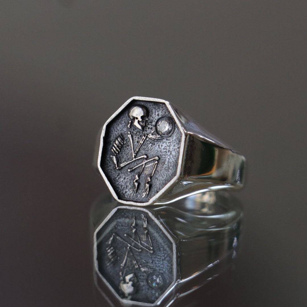 925 Silver Memento Mori Ring, Dead Man Ring, Gothic Ring. Grave Ring ...