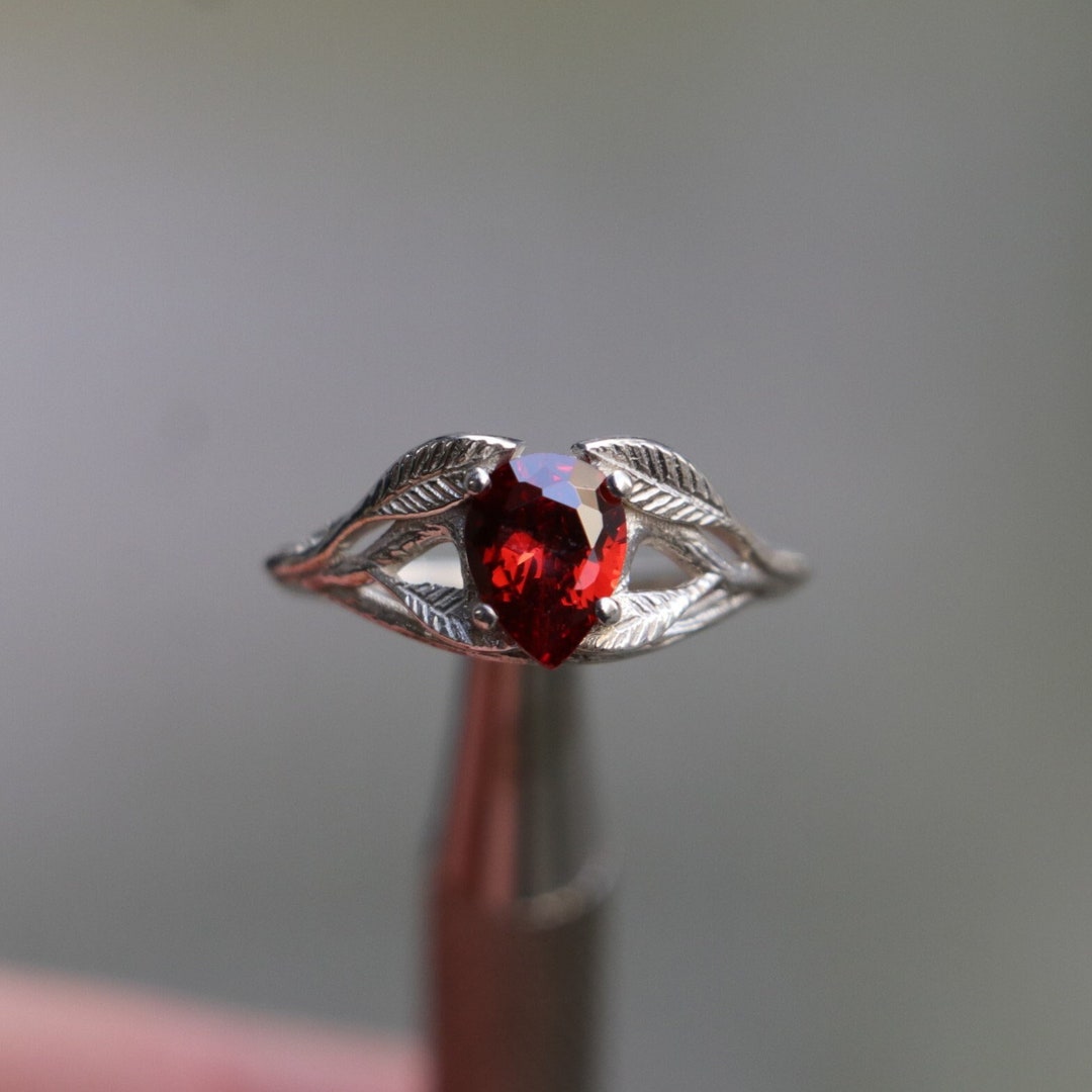 Sterling Silver Branch Engagement Ring With Ruby, Unique Twig Ring, Vintage Style Engagement ...