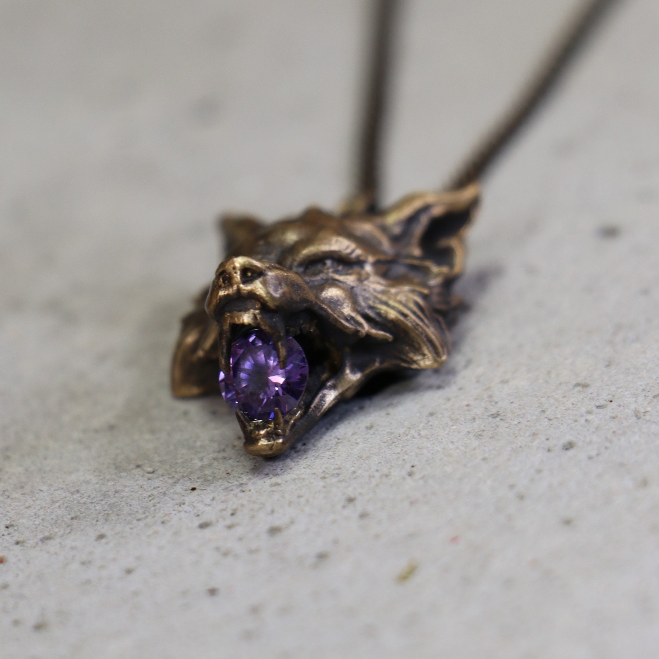 Wolf Gemstone Necklace Wolf Mens Pendant Gift for Witch | Etsy