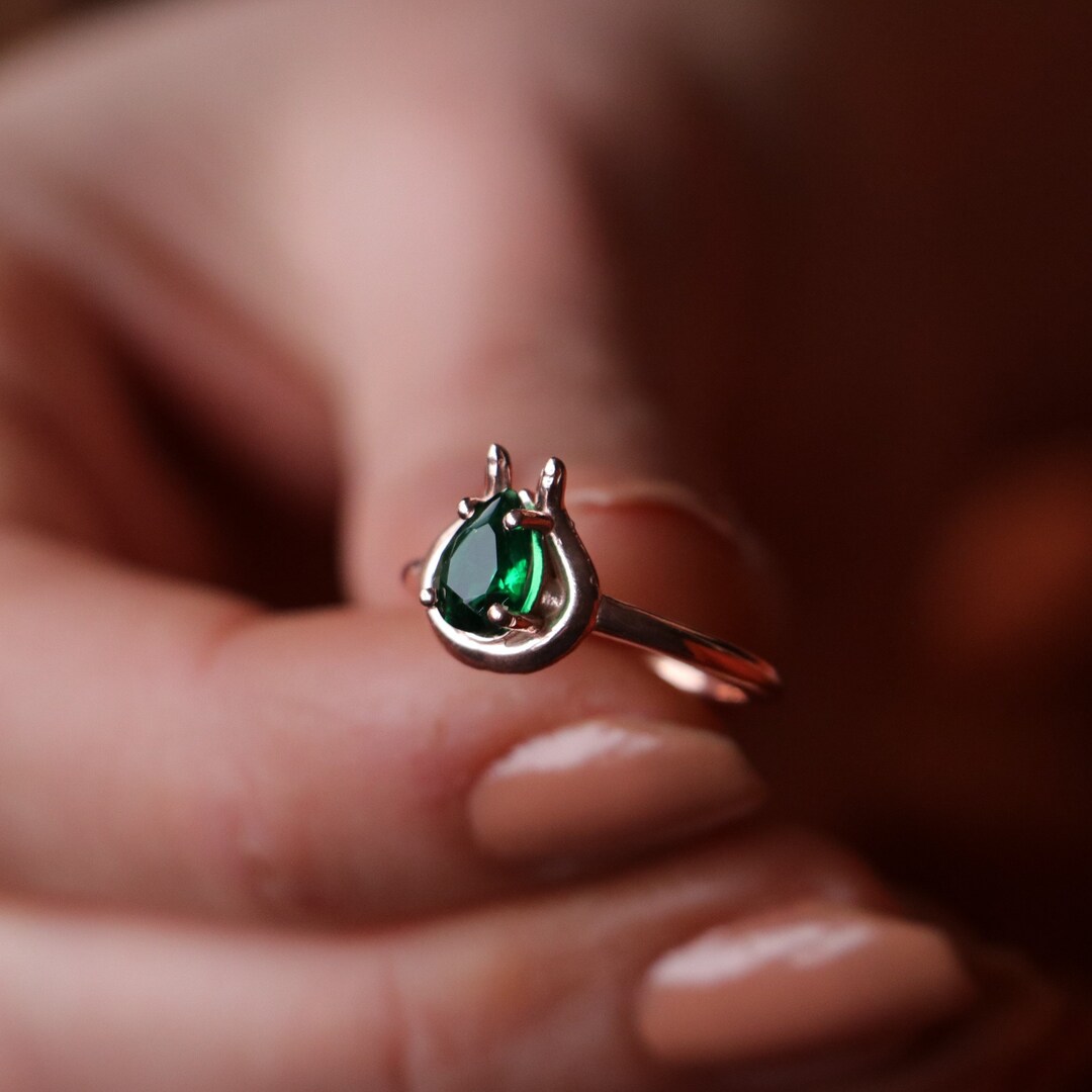 Snake Emerald Ring, 14K Emerald Snake Jewelry, Rose Gold Plated, Gold ...