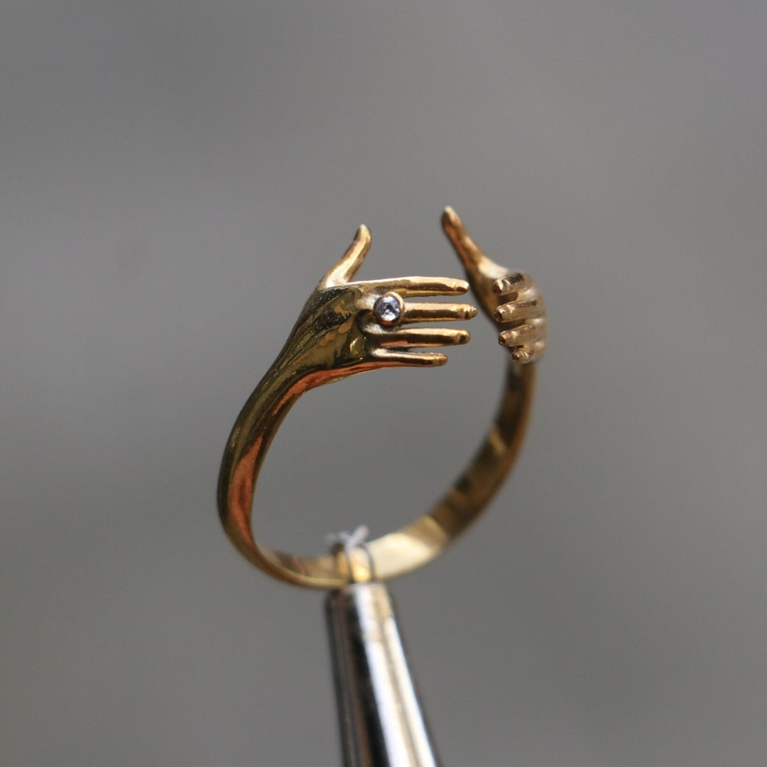Gold Plated Hand Ring, 925 Silver Hand Ring, Complementary Ring, Ring ...