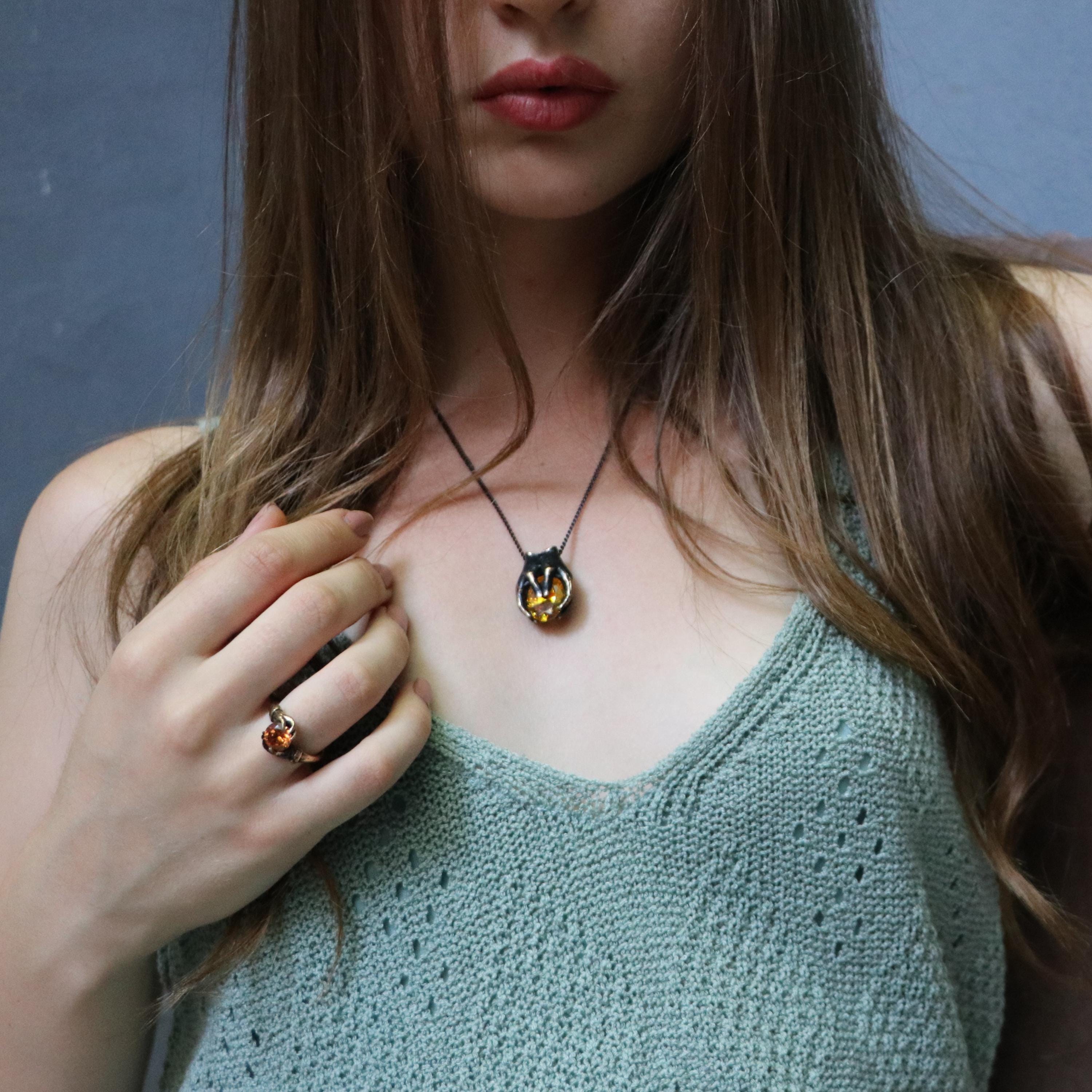 Amethyst Necklace, February Birthstone Jewelry, Holding Hands Charm ...