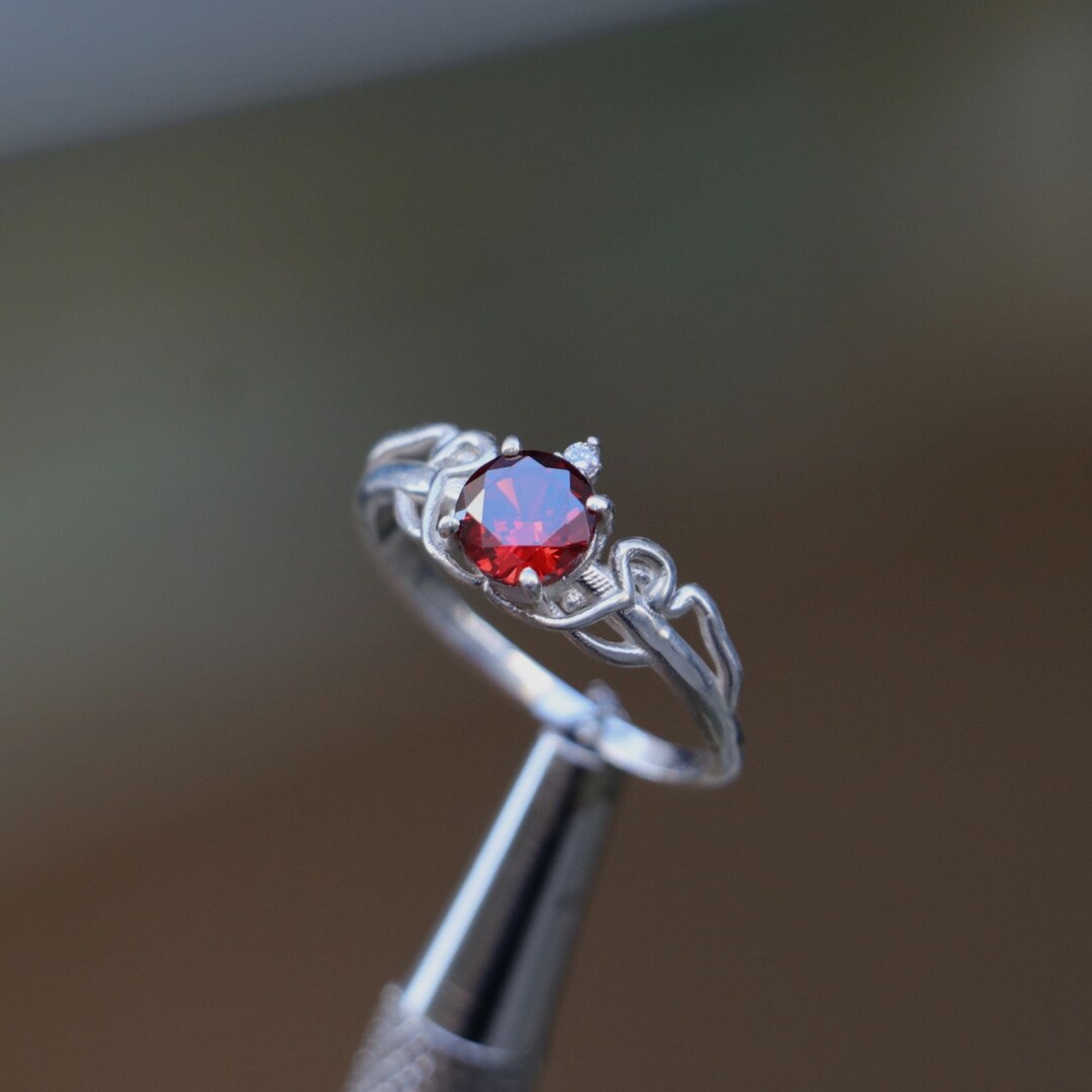 Handmade S925 Sterling Silver Ruby Ring, Gift for Her, Red Gem Ring ...