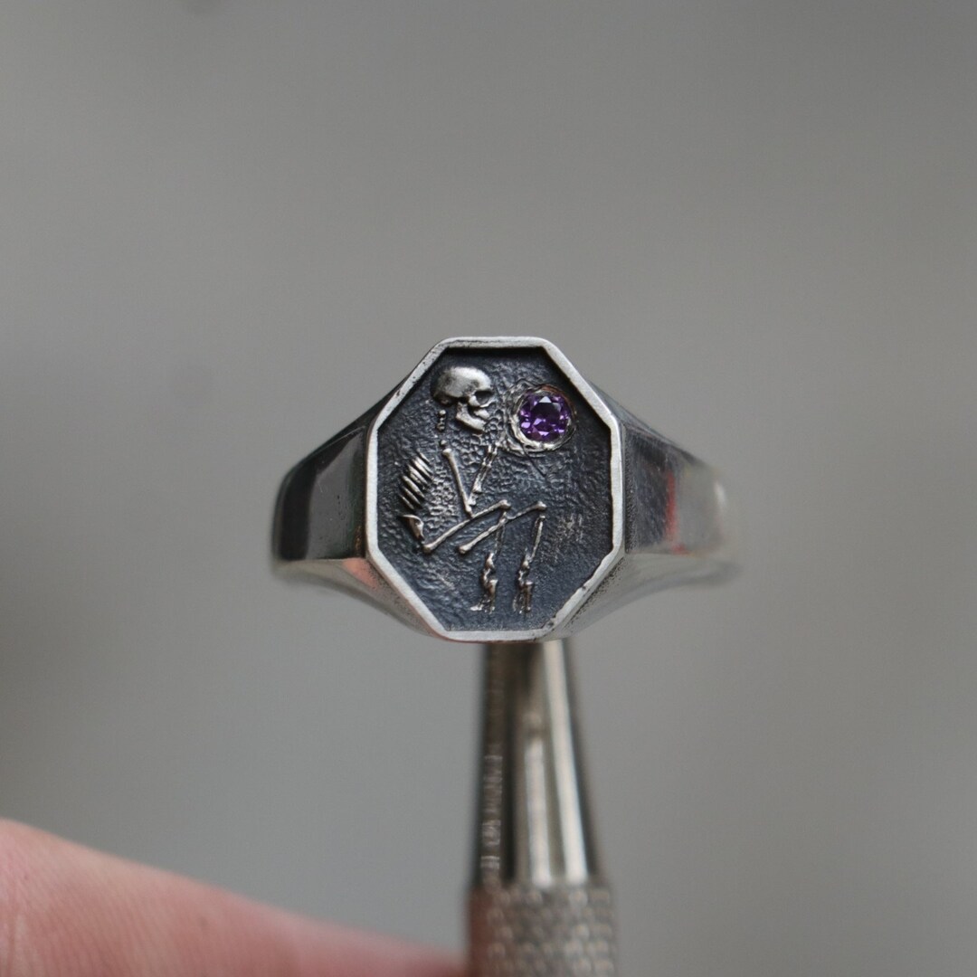 Amethyst Halloween Dead Man's Ring, Skeleton İn the Grave, Amethyst Men ...