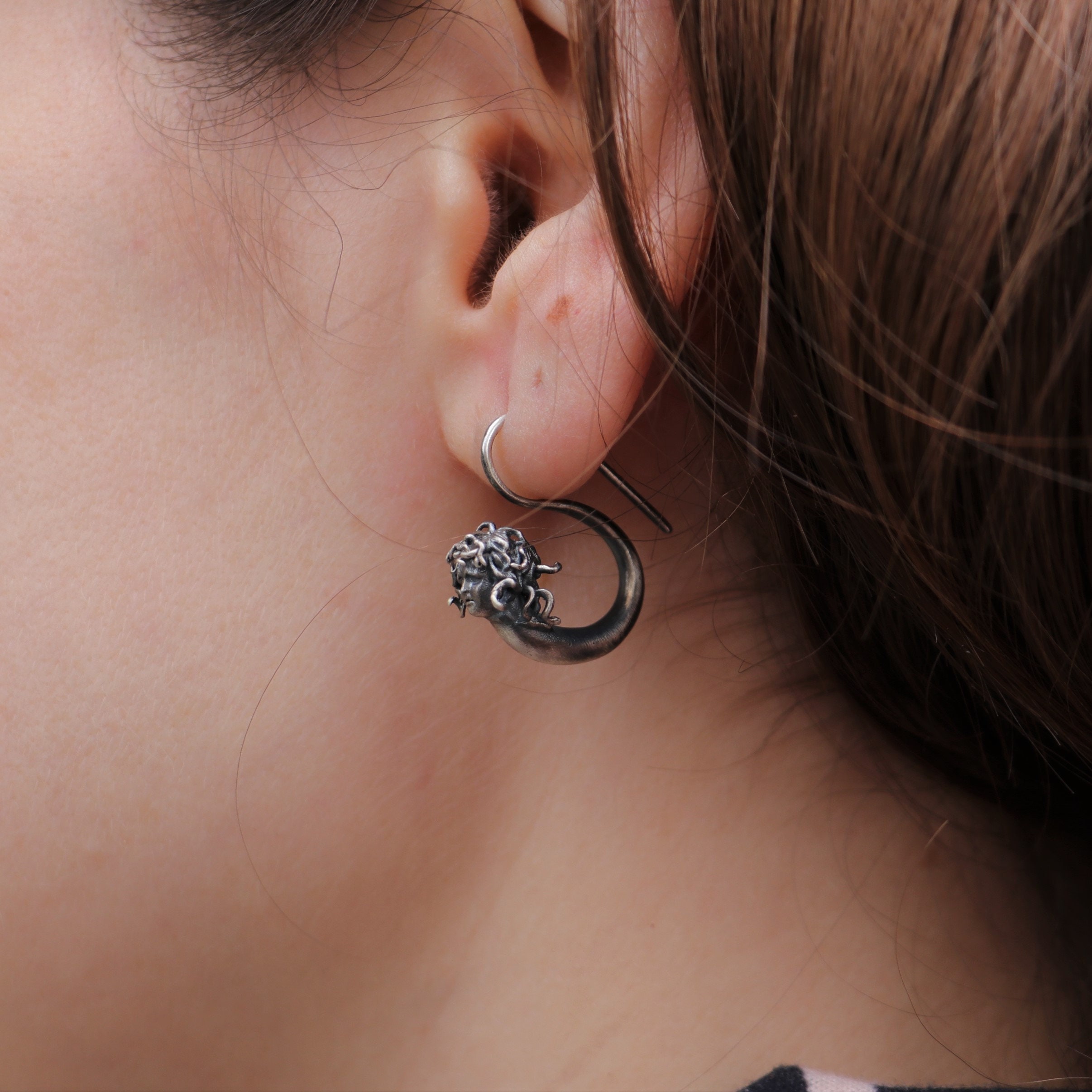 Medusa Earring 925 Silver, Witch Medusa Jewelry, Snake Jewelry ...