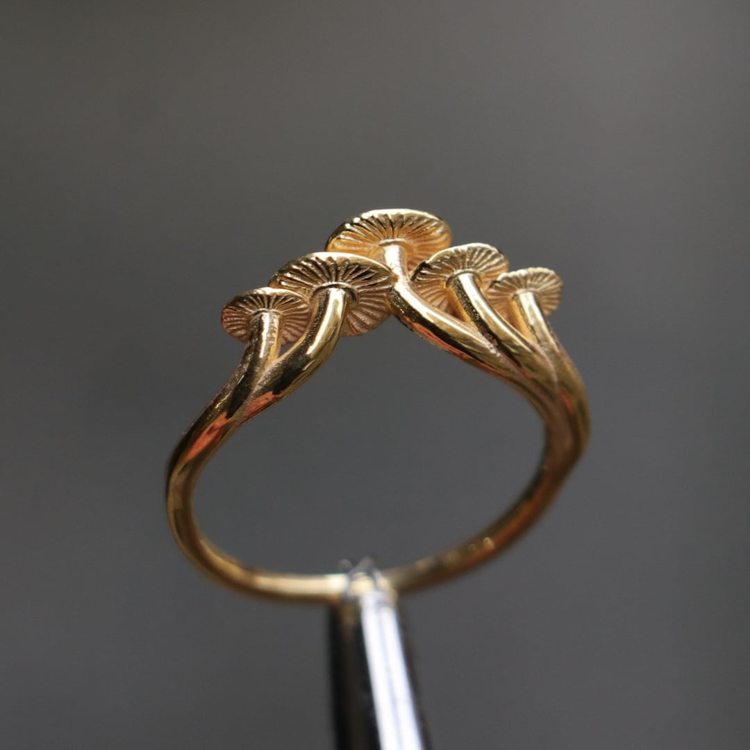 Gold Plated Mushroom Ring, Mushroom Ring, 925 Sterling Silver Mushroom ...