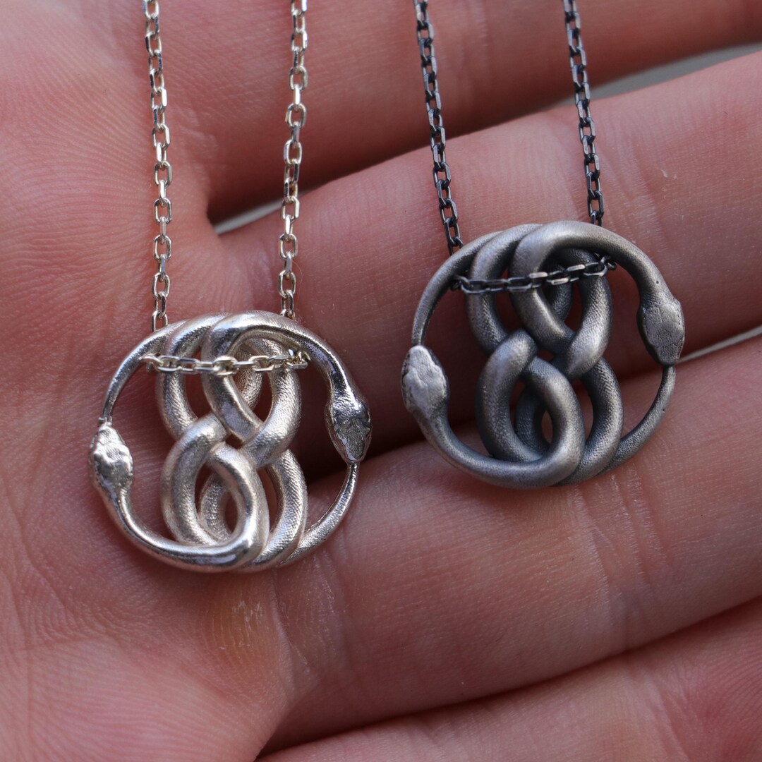 Two Snakes Eating Each Other, Snake 925 Silver Necklace, Ouroboros ...