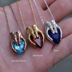 Gold Plated Garnet Hand 925K Silver Pendant, 925 Silver Gold Plated ...