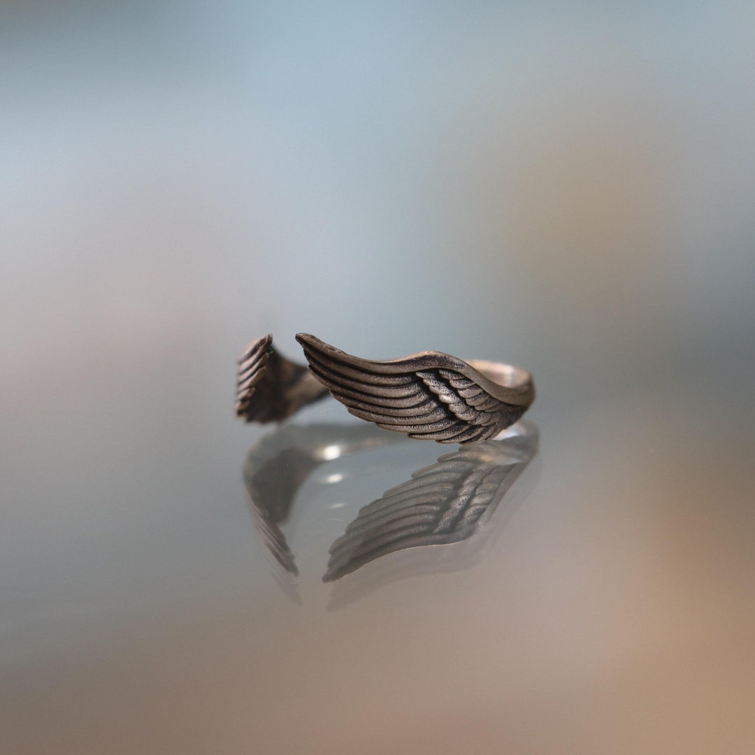 Angel Wing 925 Sterling Silver Ring, Celestial Ring, Bird Wing Ring ...