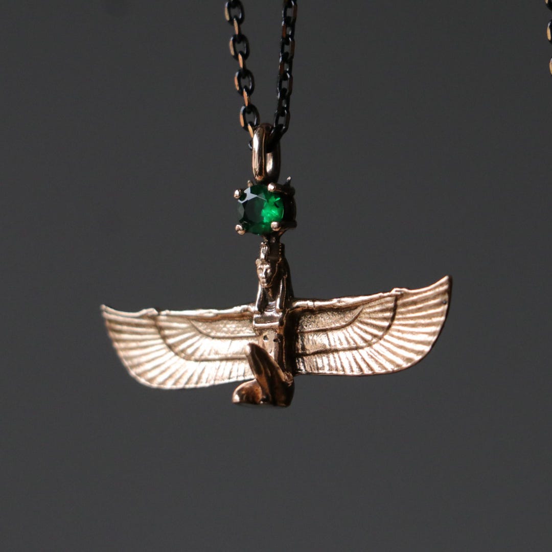 Emerald Isis Necklace, Emerald Egypt Pendant, Isis Pendant, Ancient Egypt Silver Jewelry ...