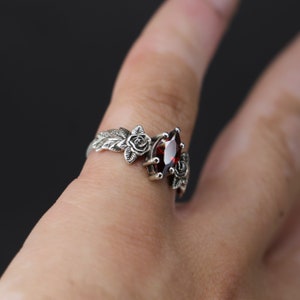 925 Silver Marquise Garnet Ring 14k White Gold Garnet Ring - Etsy