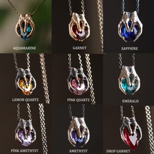 Drop Garnet Necklace, Hands Design Necklace, Unique Ruby Necklace ...