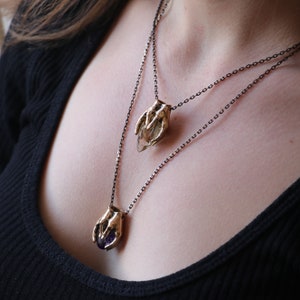 Drop Garnet Necklace, Hands Design Necklace, Unique Ruby Necklace ...