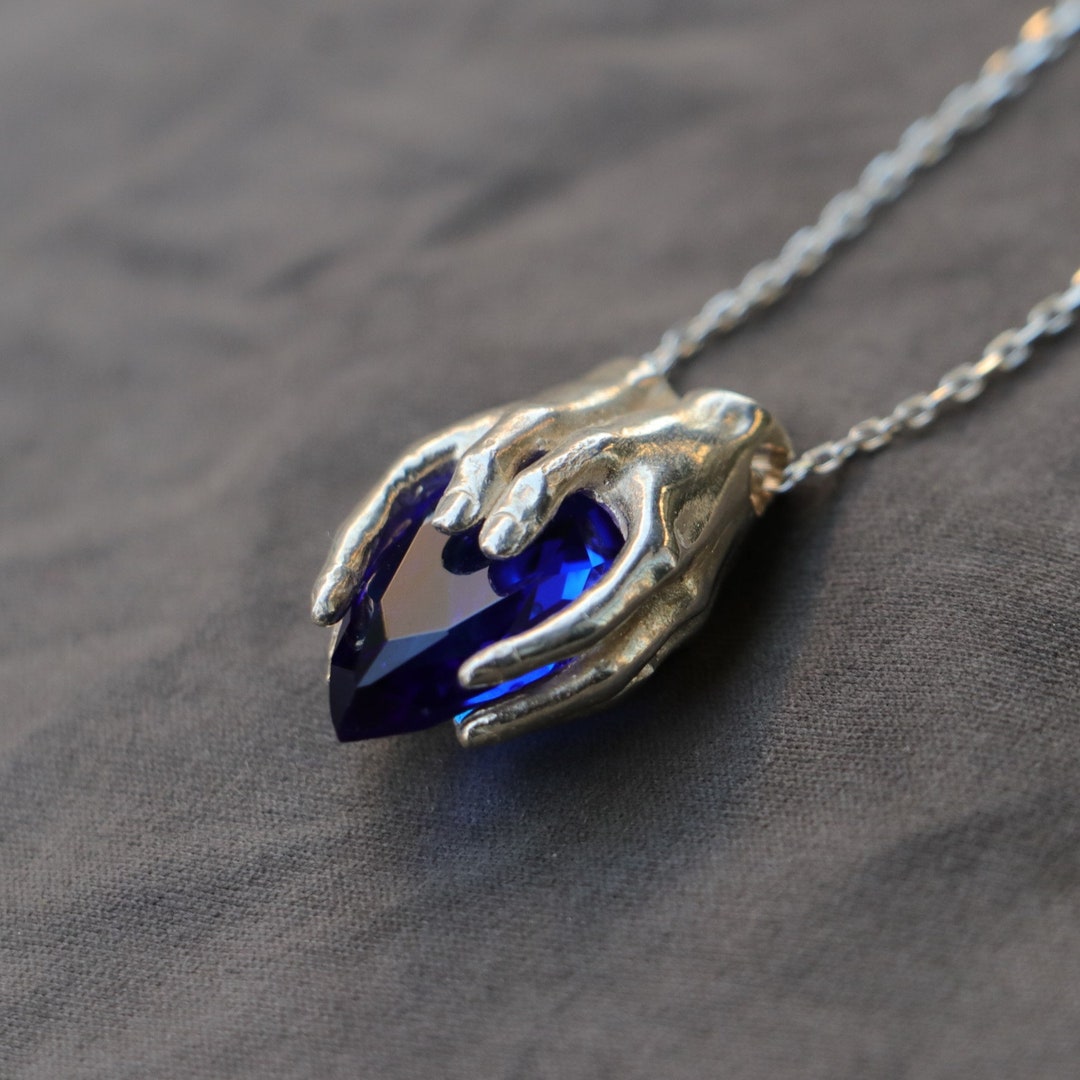 Sapphire Hand 925K Silver Pendant, 925 Sterling Silver Hands Design ...