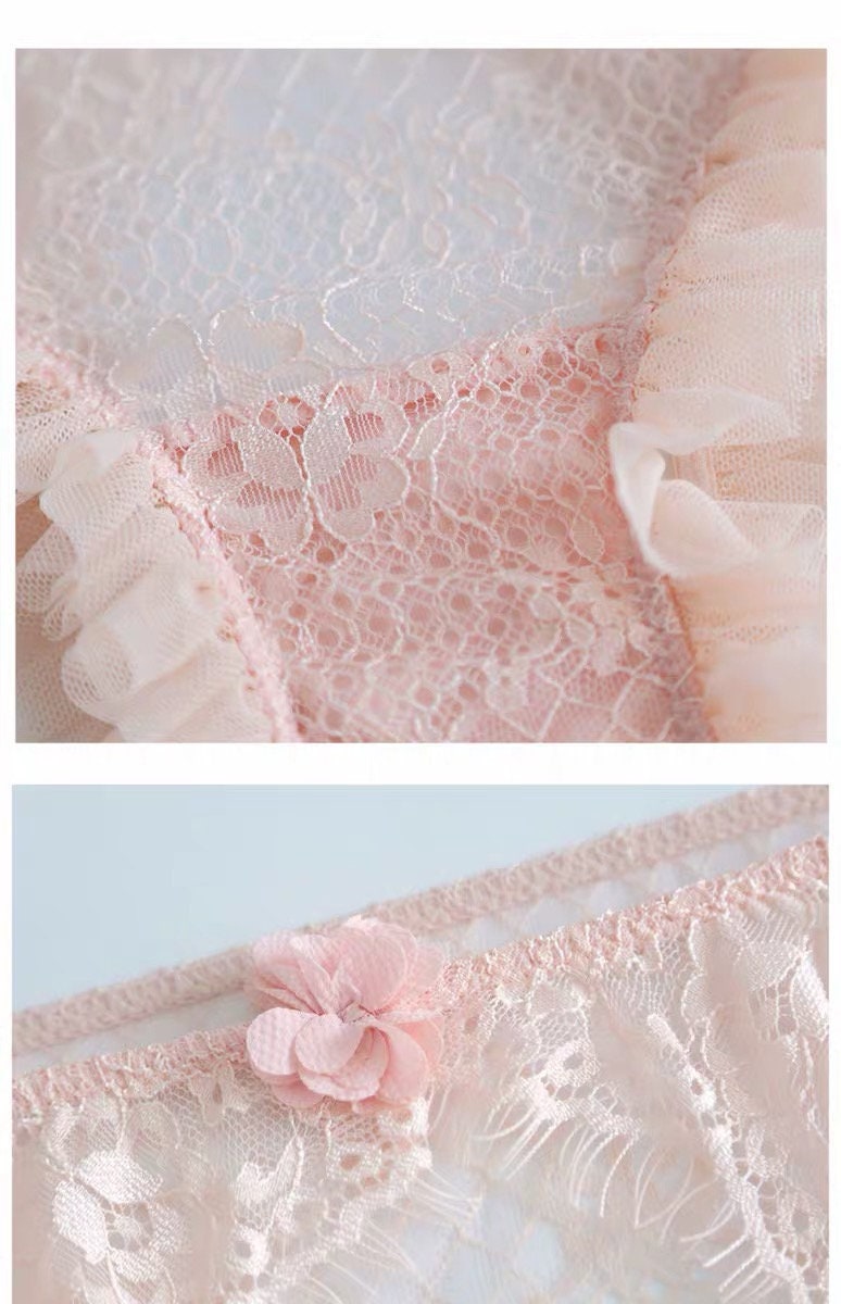 Ruffles Lace Women Underwear Pink Lingerie Intimate Clothes | Etsy