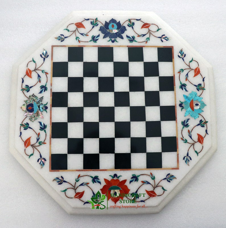 Marble Stone Chess Set Table Game Board Marble Inlay Chess - Etsy