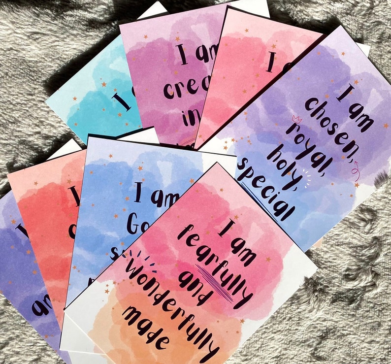 Christian Affirmation Postcards, I AM Christian Cards, Encouragement Christian Gifts, Child of ...