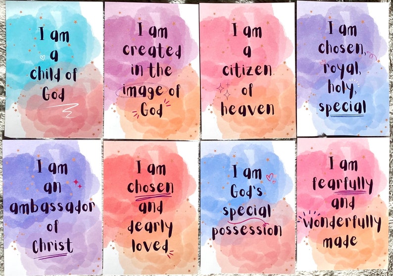 Christian Affirmation Postcards, I AM Christian Cards, Encouragement ...