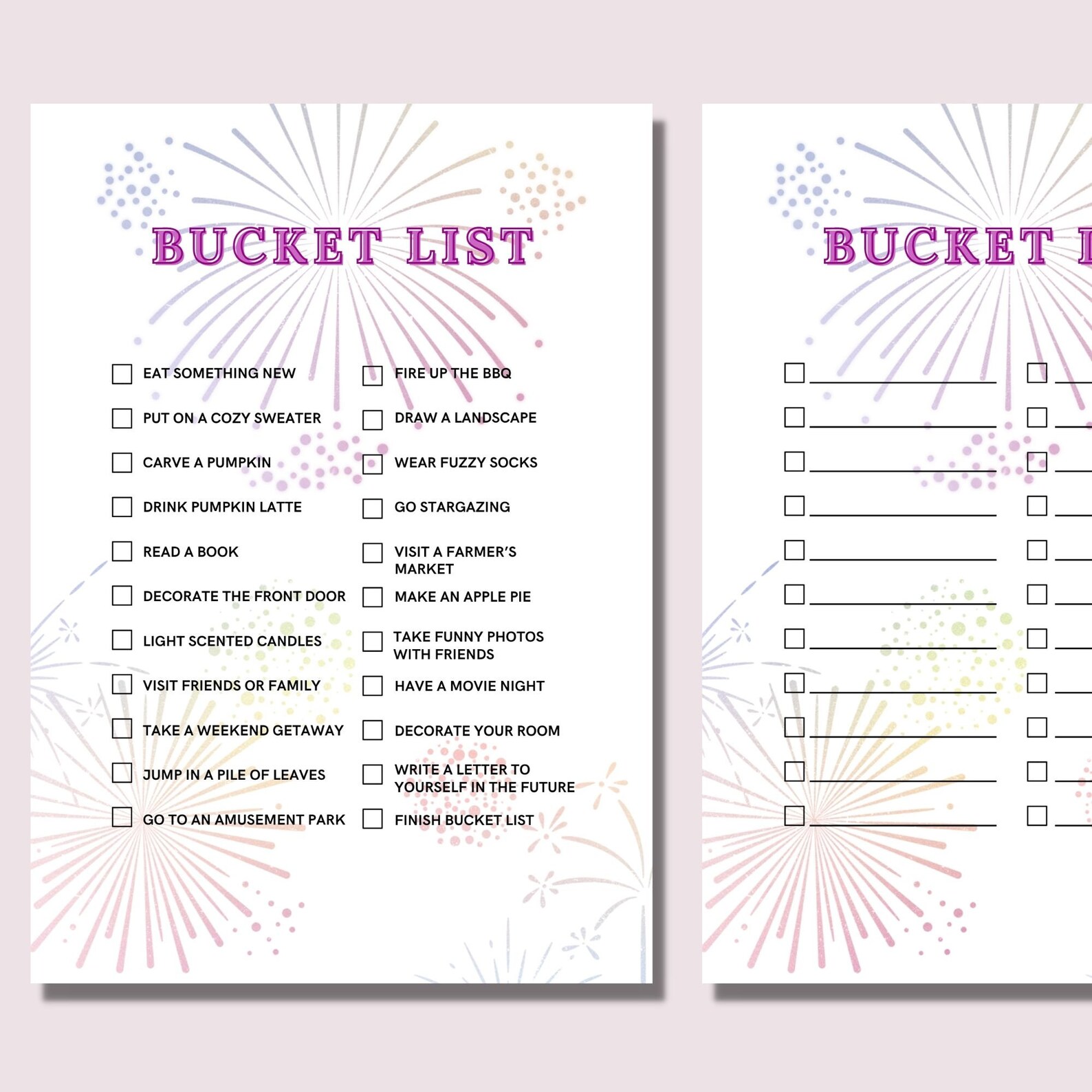 Bucket List Printable Fall Bucket List Printable Holiday - Etsy