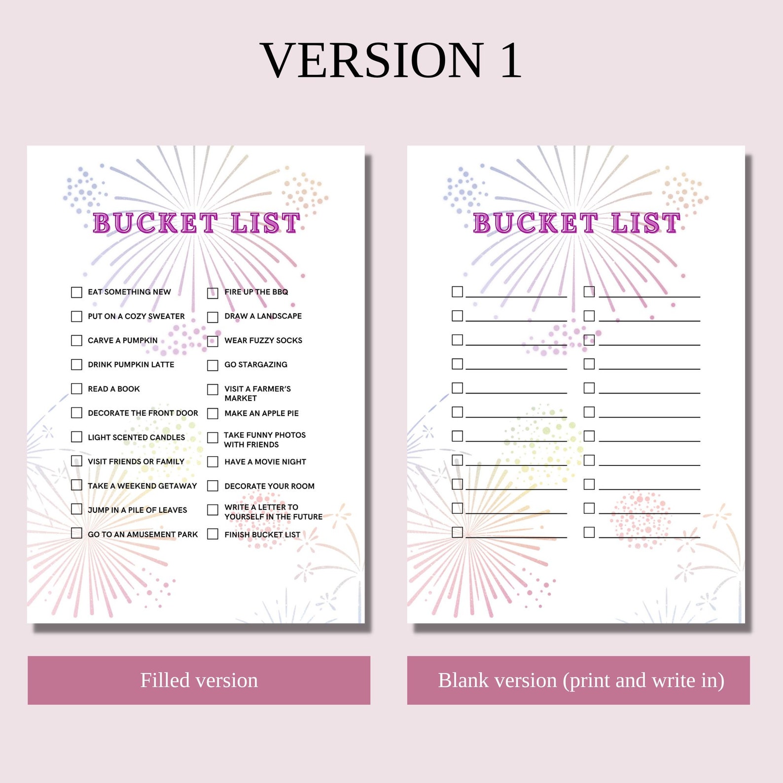 Bucket List Printable Fall Bucket List Printable Holiday - Etsy